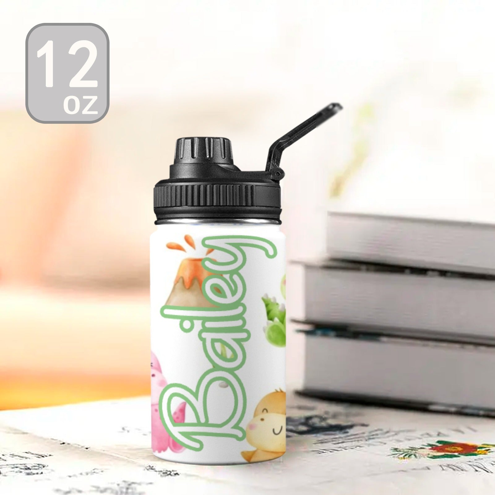 Personalised - Hatching Dinosaurs - Kids Stainless Steel Water Bottle ...